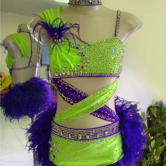 Costumes | Vibrant Green And Purple Dance Costume | Poshmark
